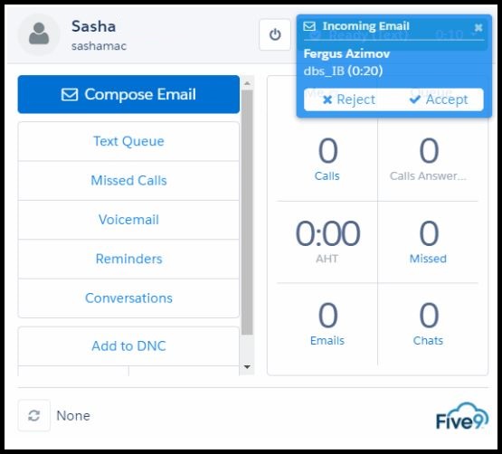 Salesforce | Selecting Five9 Text Interactions