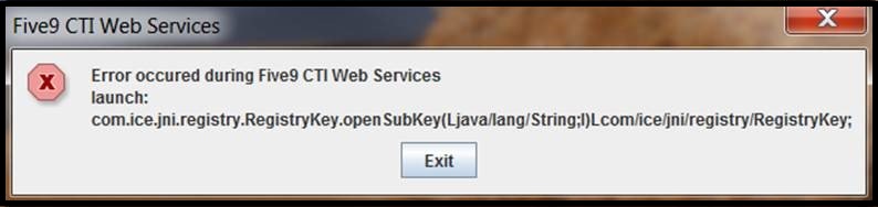 Integrations | Error when Launching the Five9 Open CTI Adapter