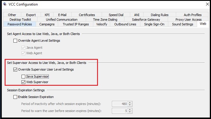 Administrator | How to Disable/Enable Five9 Agent/Supervisor Web or Java Clients