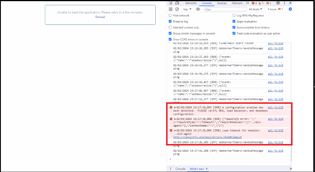Plus Applications | Error: "Unable to load the application. Please ...