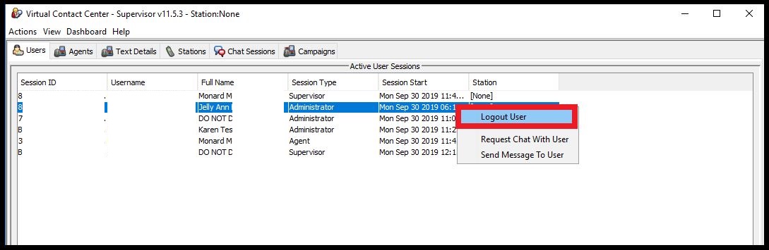 VCC | Force Logout a User