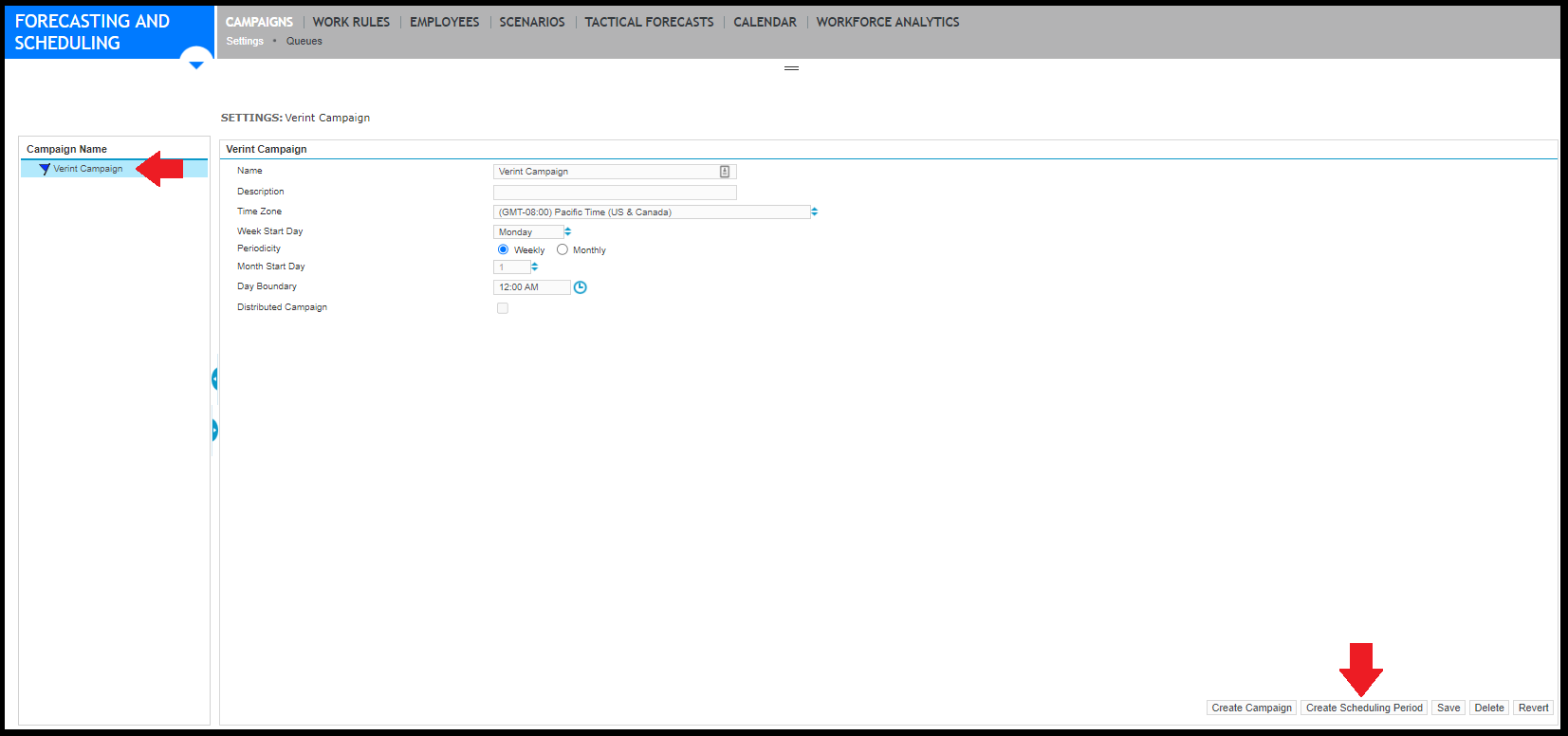 Verint |Creating a Scheduling Period