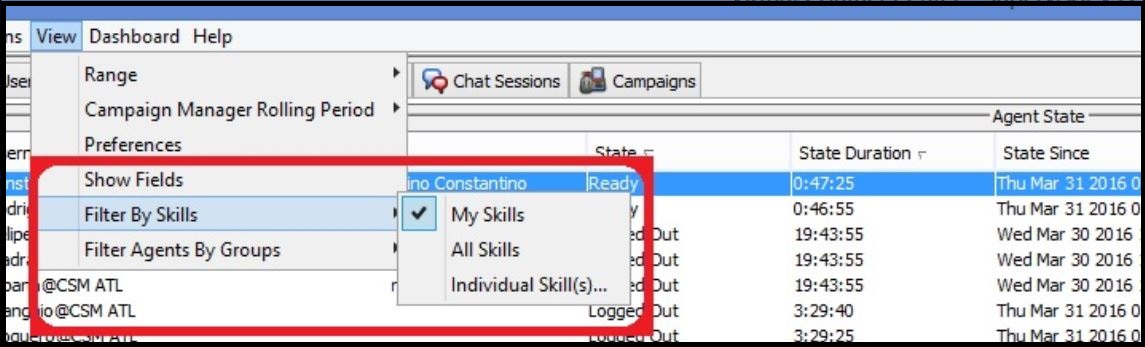 Supervisor | Monitoring agents on a specific skill/group